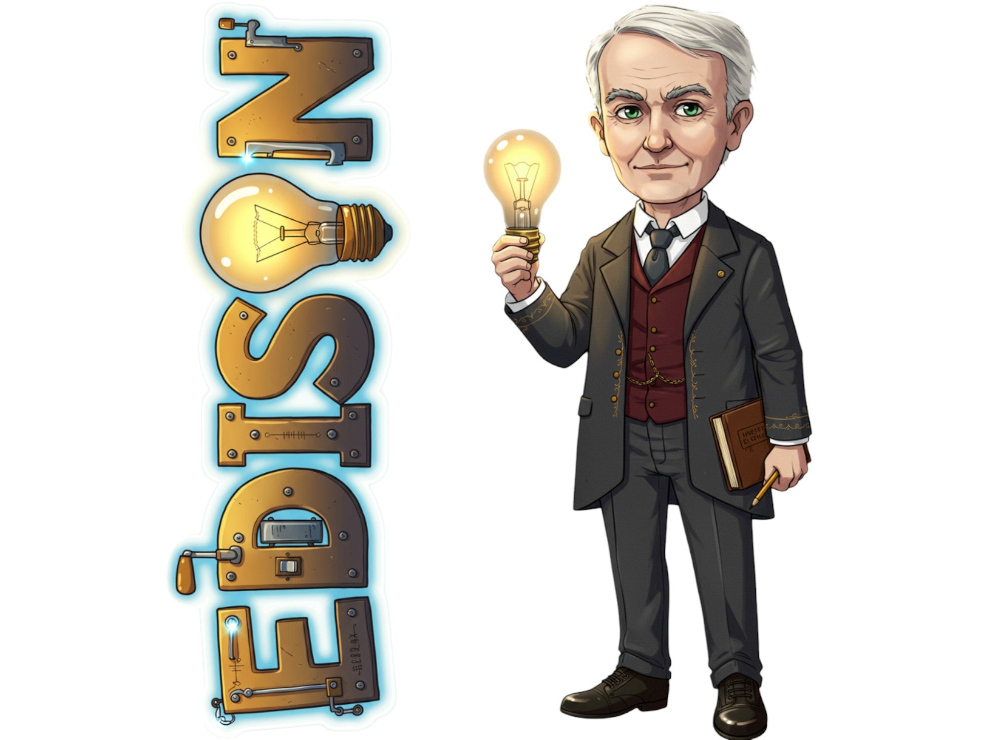 Thomas Edison, The Wizard of Menlo Park Scikins™ Vinyl Sticker – Proli ...