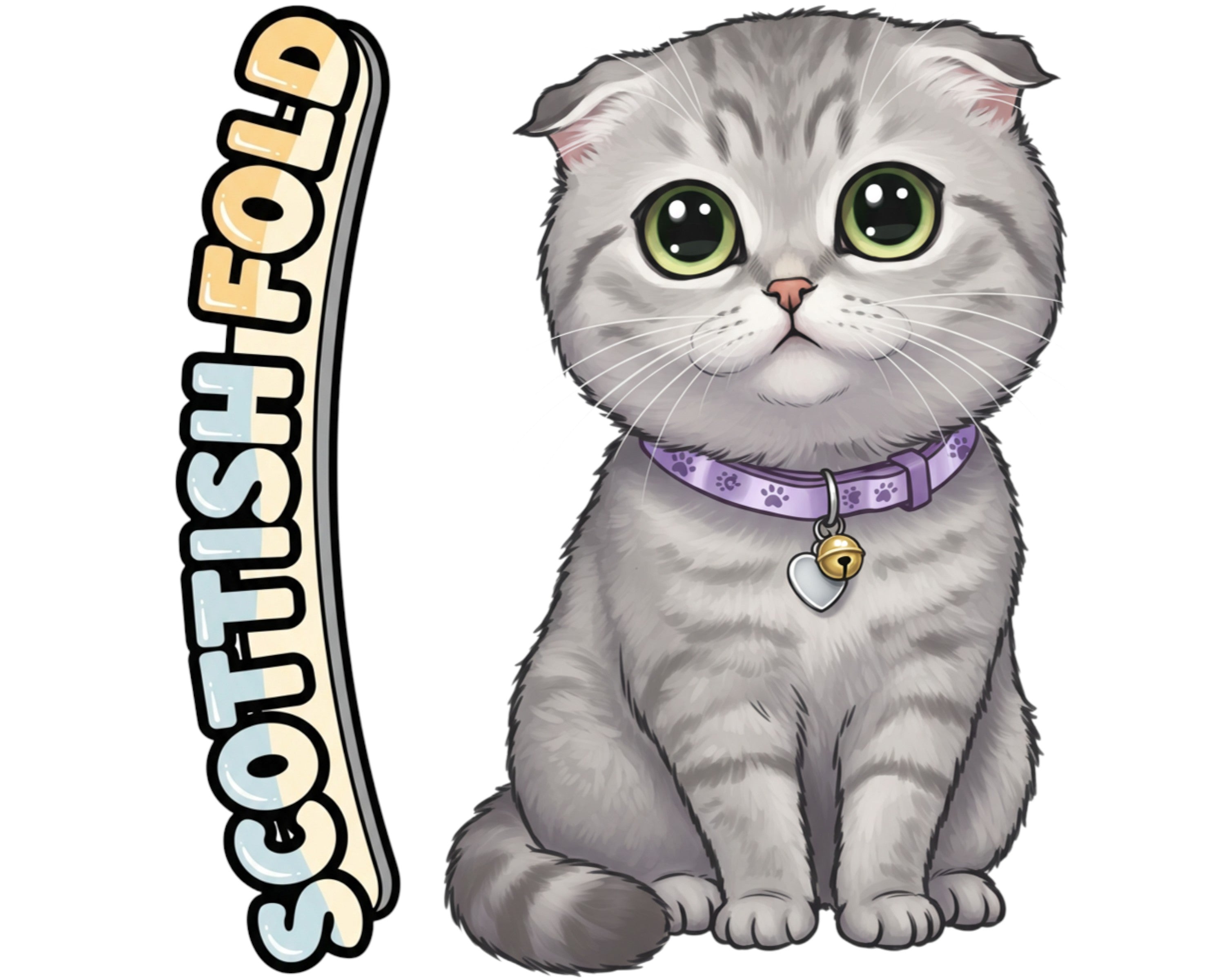 Scottish Fold Sticker and Magnet - Owl-Eyed Cat Purrkins™ – Domestic C ...
