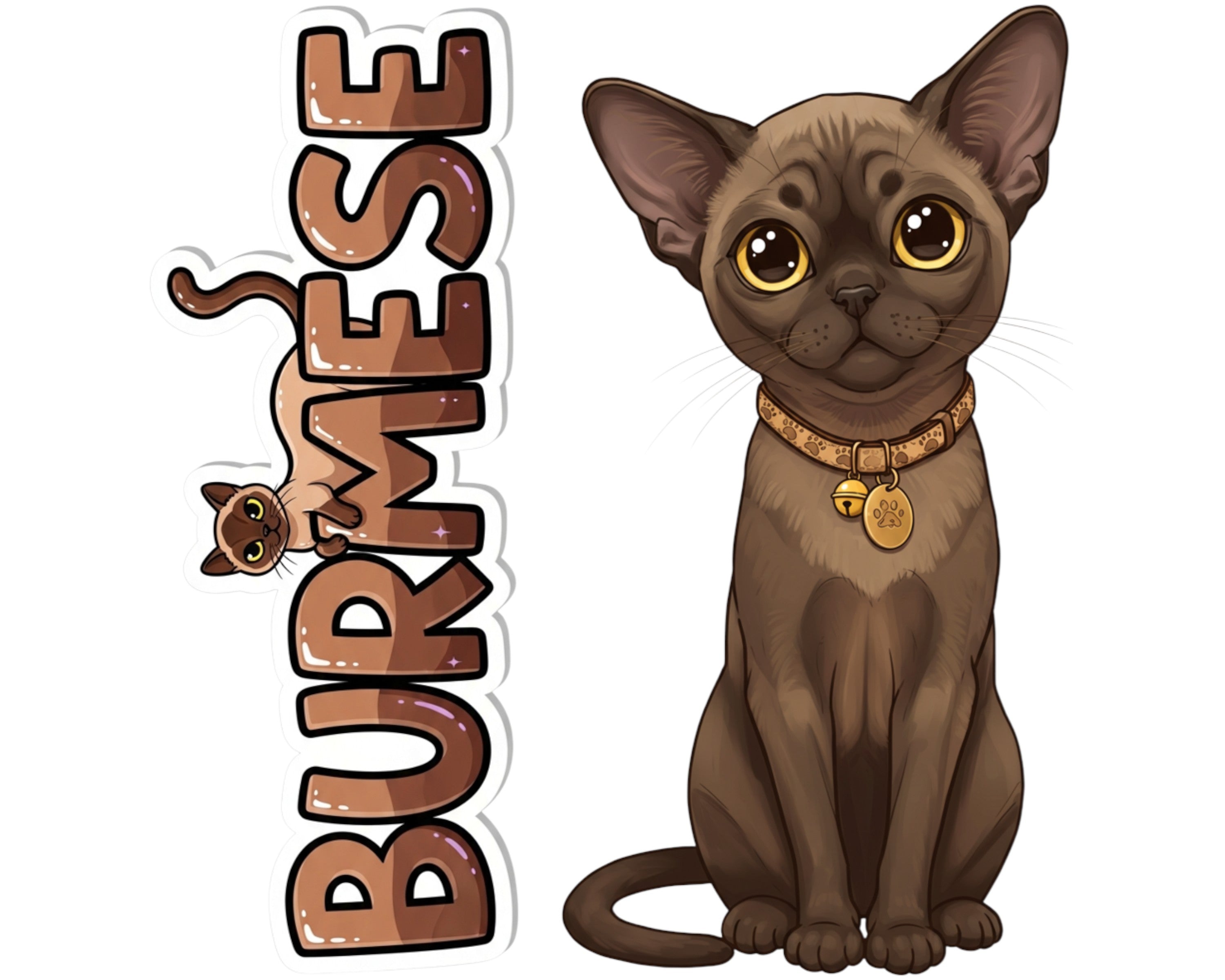 Burmese Sticker and Magnet - Brick Wrapped in Silk Purrkins™ – Domesti ...