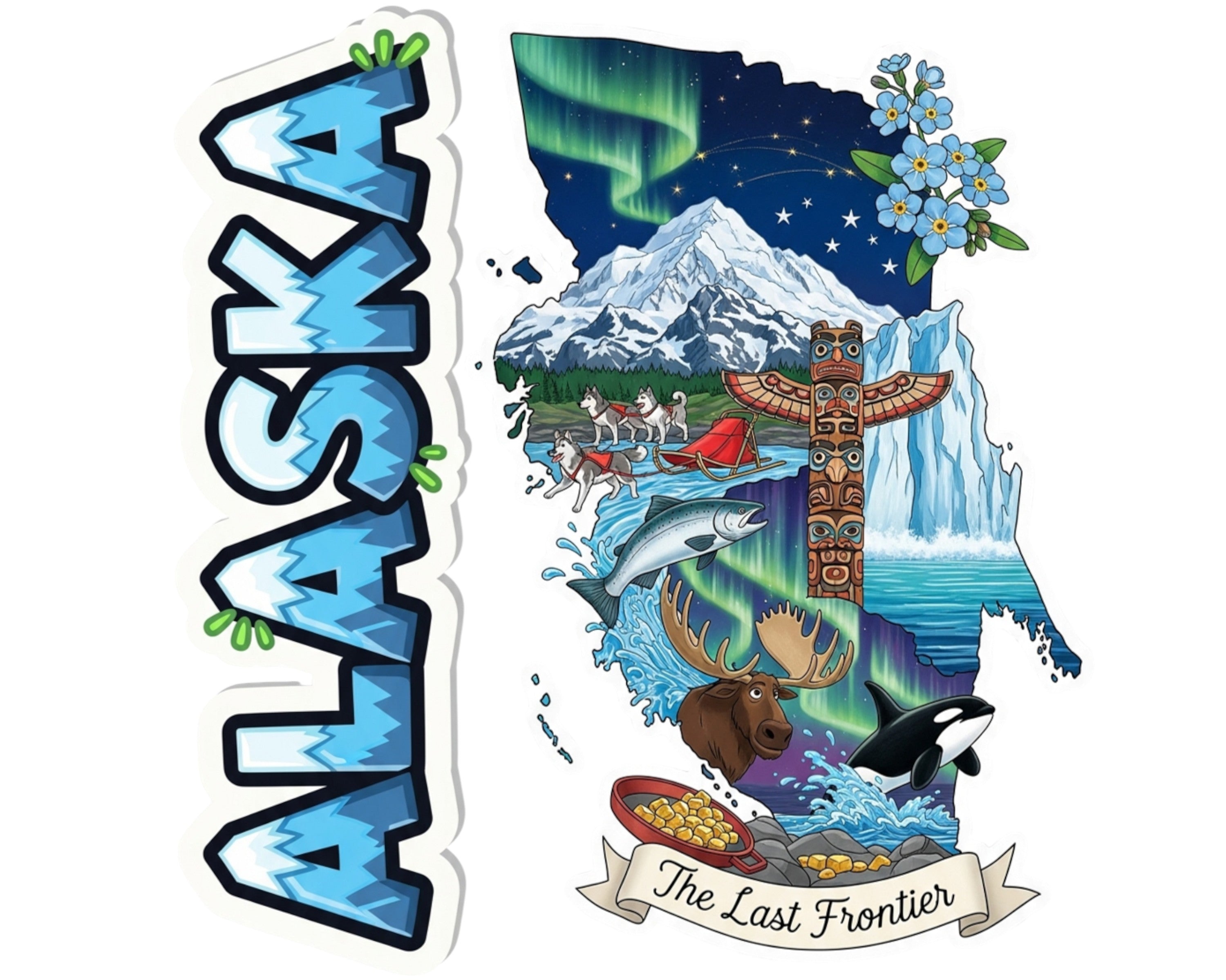 Alaska Sticker and Magnet - The Last Frontier Statekins™ – USA State S ...