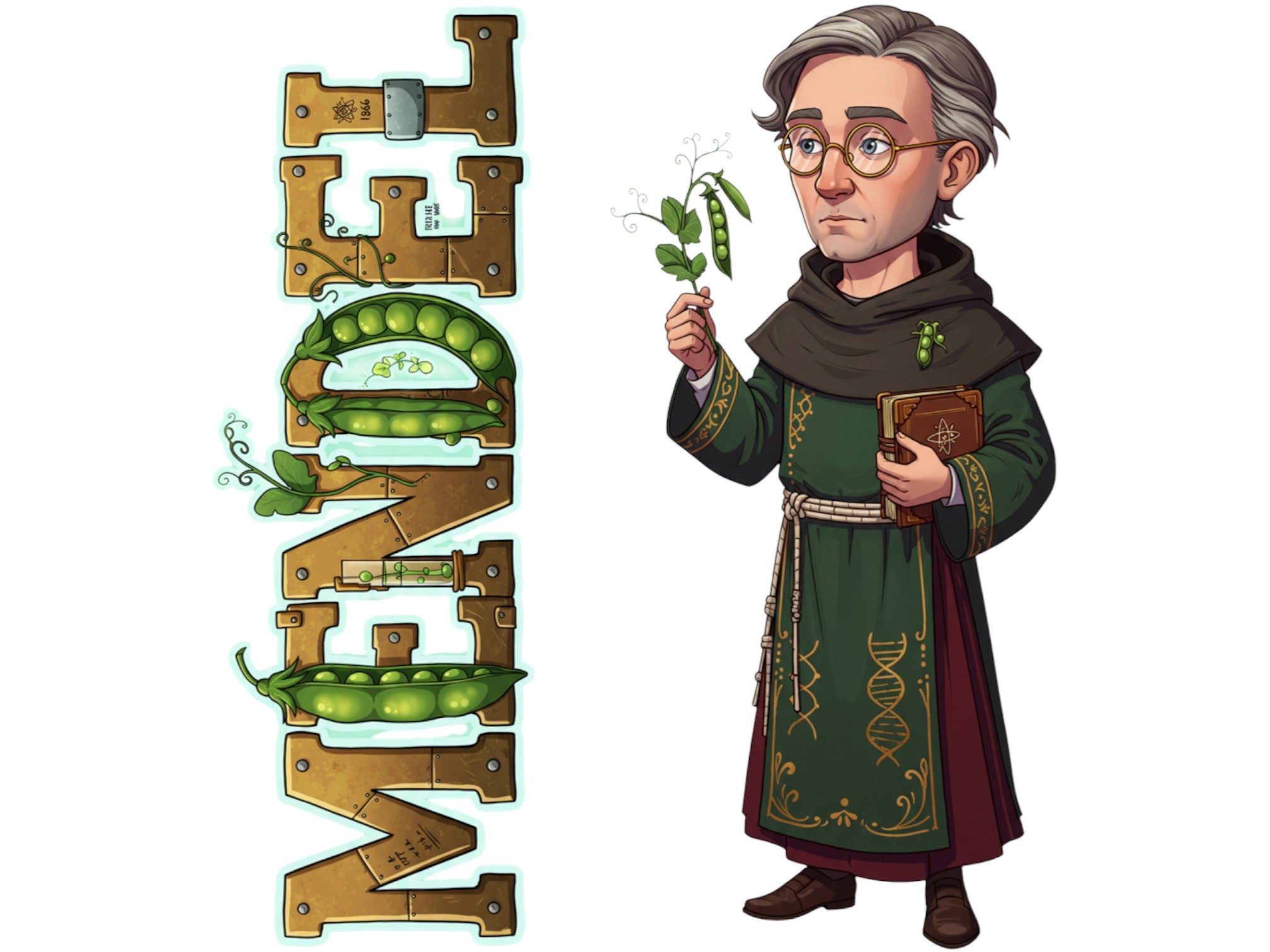 Gregory Mendel Sticker and Magnet – Father of Genetics Scikins™ – Foun ...